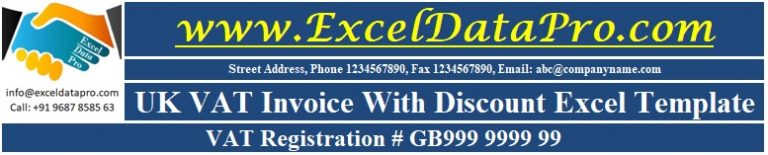 Download UK VAT Invoice With Discount Excel Template - ExcelDataPro
