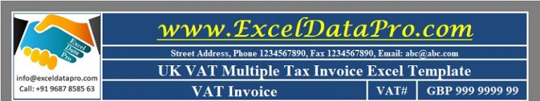 Download UK VAT Multiple Tax Invoice Excel Template - ExcelDataPro