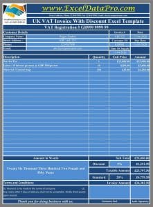 Download UK VAT Invoice With Discount Excel Template - ExcelDataPro
