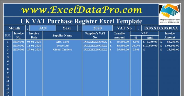 Download Free UK VAT Templates in Excel